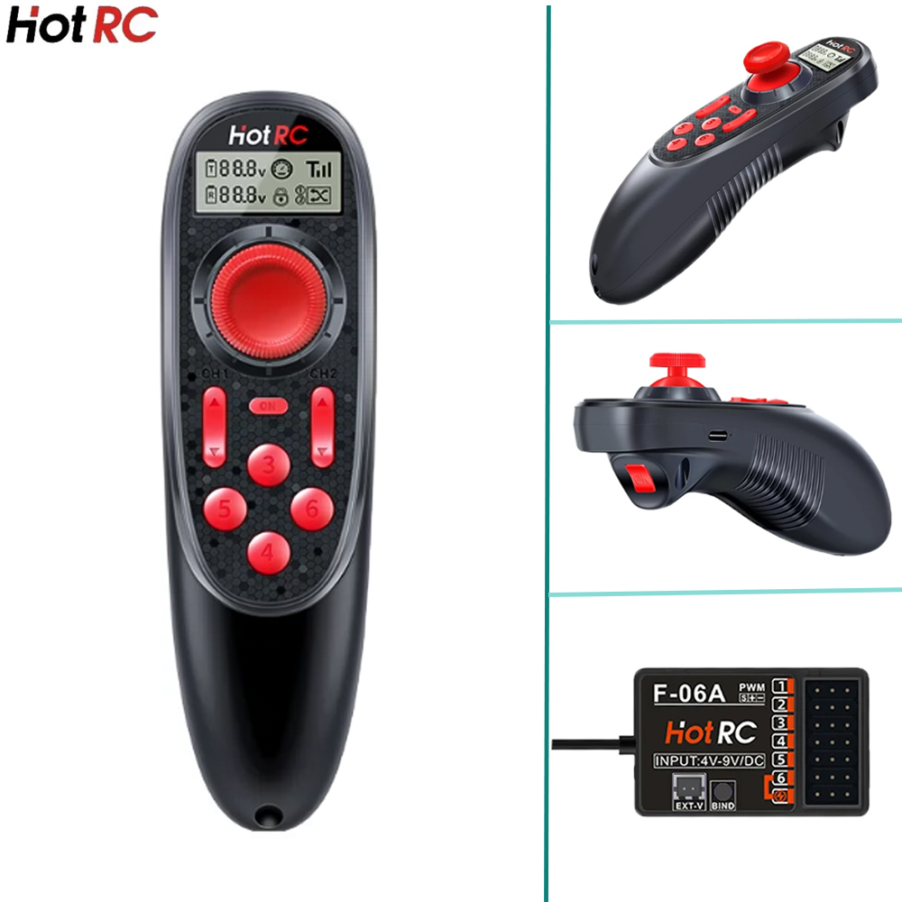 HOTRC DS600 6CH 2.4GHz Remote Controller with F-06A 6 Channel Receiver ...
