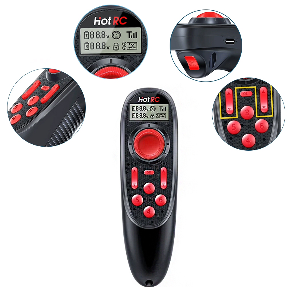 HOTRC DS600 6CH 2.4GHz Remote Controller with F-06A 6 Channel Receiver ...